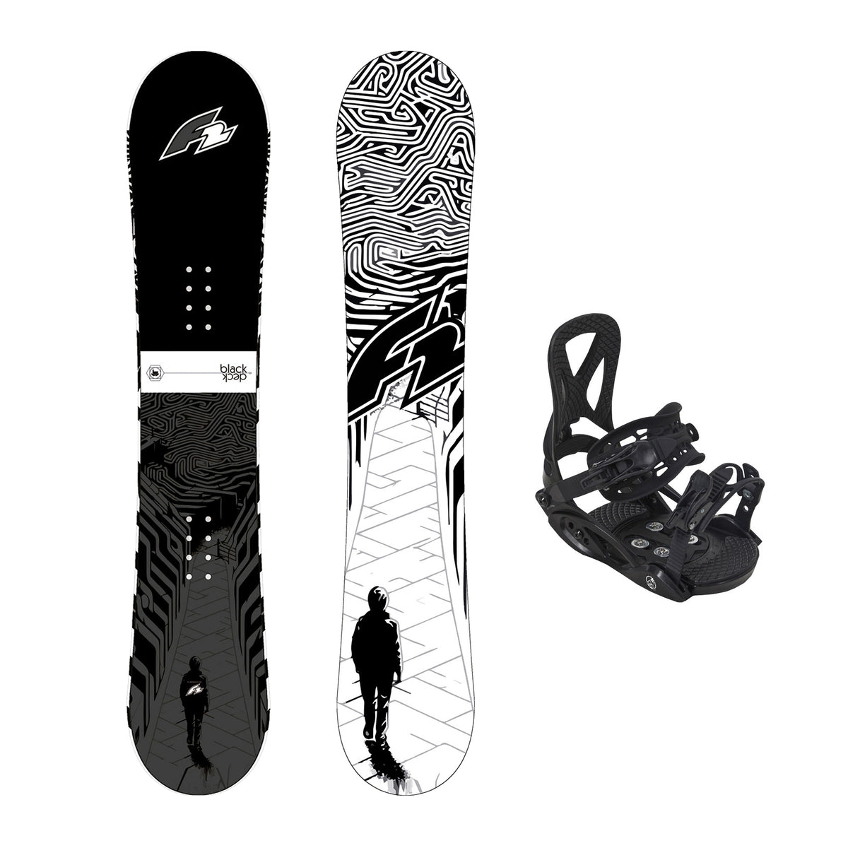 F2 Set Snowboard Junior Black Deck mit Pipe Bindung Komplettset Größen ...